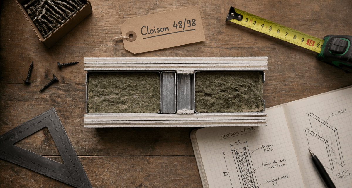 Cloison 48/98 : isolation acoustique jusqu'à 47 dB
